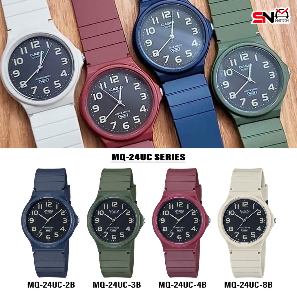 Casio MQ-24UC Matte Color Series Small Size Quartz Analog Resin Band Unisex Kid's Watch Jam ...