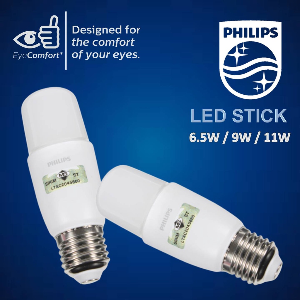 PHILIPS 6.5W 9W 11W ESSENTIAL LED STICK BULB 6500K DAYLIGHT / 4000K ...
