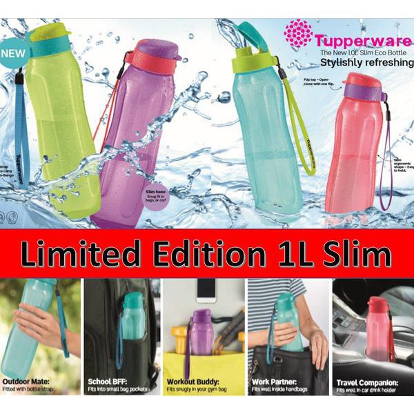 Tupperware Slim Eco Bottles 1L / Tupperware Slim Eco Bottle 500ml (Pls ...