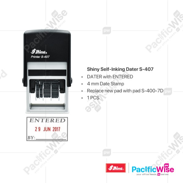 Shiny/Self-Inking Dater/Tarikh Tinta Diri/Rubber Stamp (S-407) (ENTERED) | Shopee Malaysia
