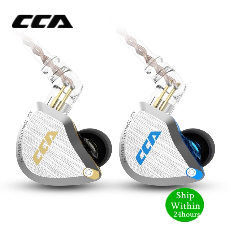 CCA C12 5BA+1DD Hybrid Metal Headset HIFI Bass Earbuds In Ear Monitor Noise Cancelling Earphones ...