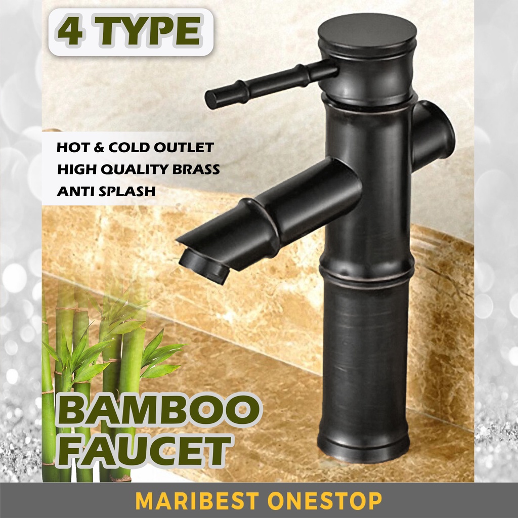 Brass Bamboo Basin Faucet High Faucet Sink Pillar Water Tap Antique ...