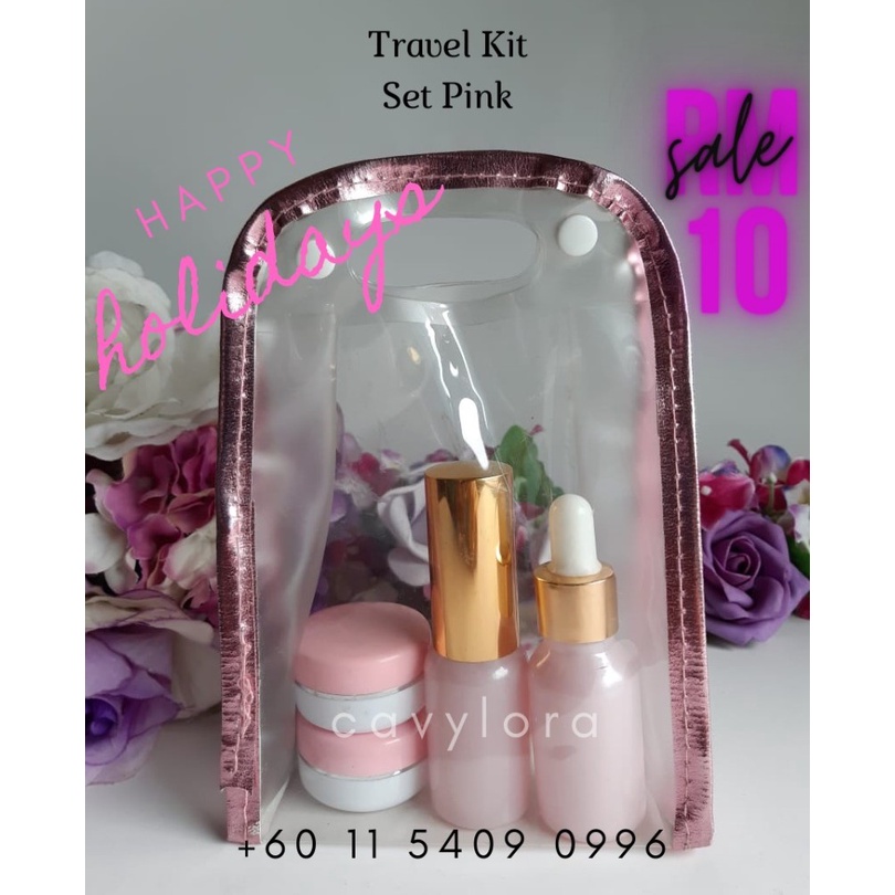 [READY STOCK!!!!] Travel Kit Set Pink - Botol Kosong (cream, serum ...