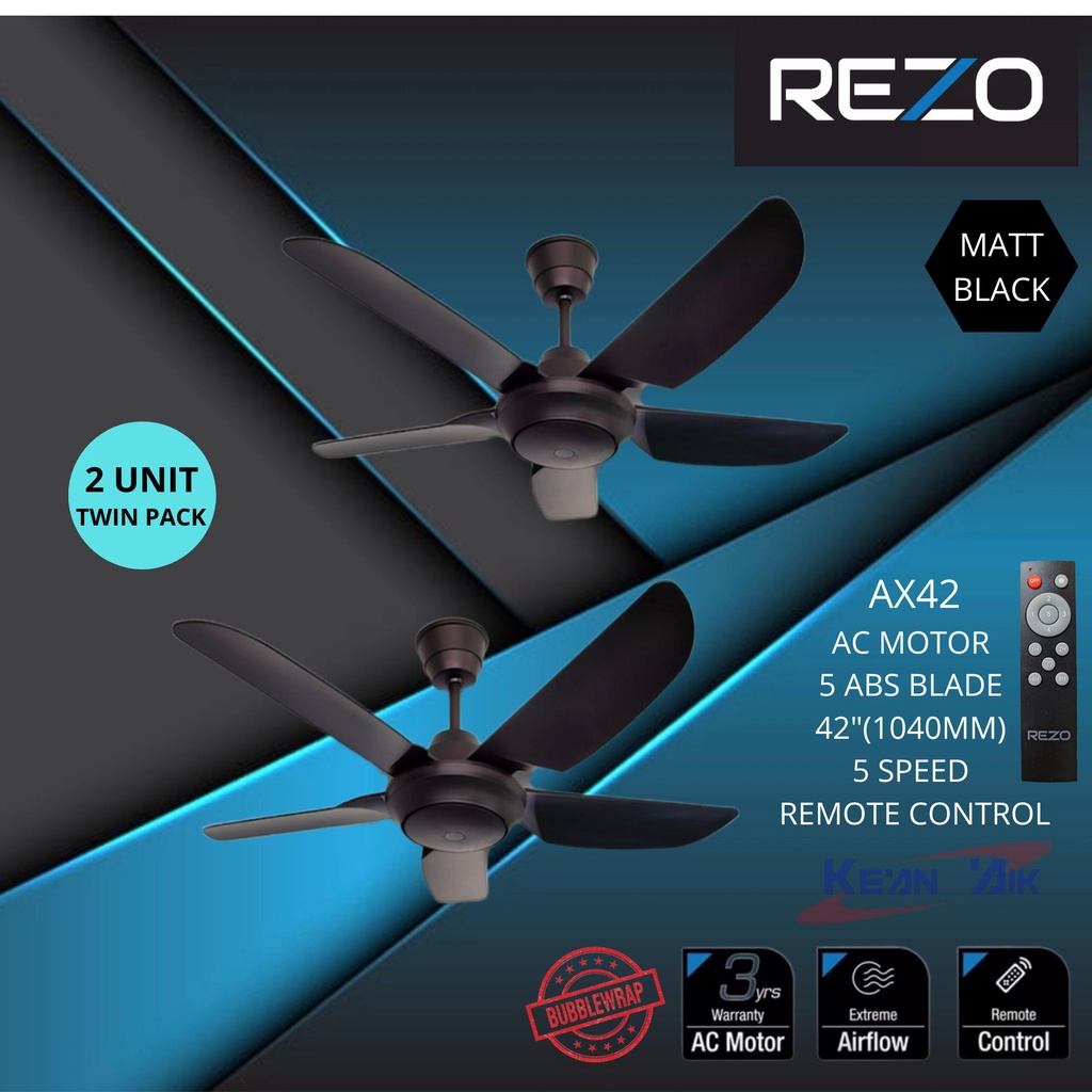 [Two Unit] Twin Pack Original REZO 42" Heavy Duty AC Motor AX42 Ceiling ...