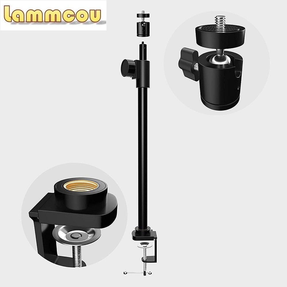 Lammcou Camera Desk Mount Adjustable Desktop C Clamp Aluminum Light ...