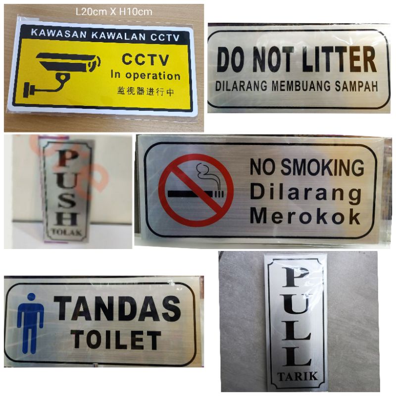 Silver Signboard Aluminium Notice Display Plate Toilet Tandas No ...
