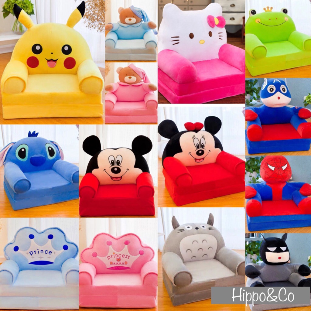 【sha】Kids Sofa foldable day bed Mickey Minnie Pikachu Stitch totoro ...