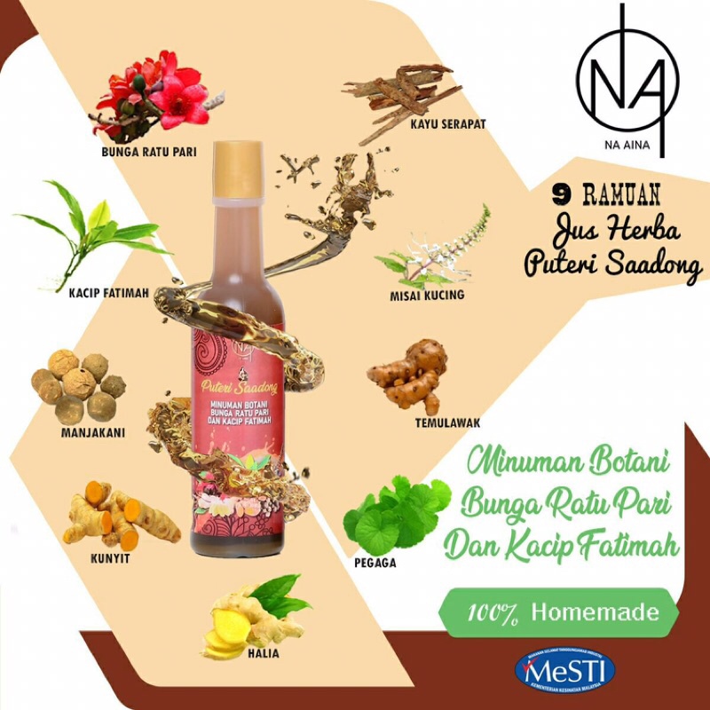 Jus Jamu Puteri Saadong Minuman Botani Bunga Ratu Pari 💯 homemade ...