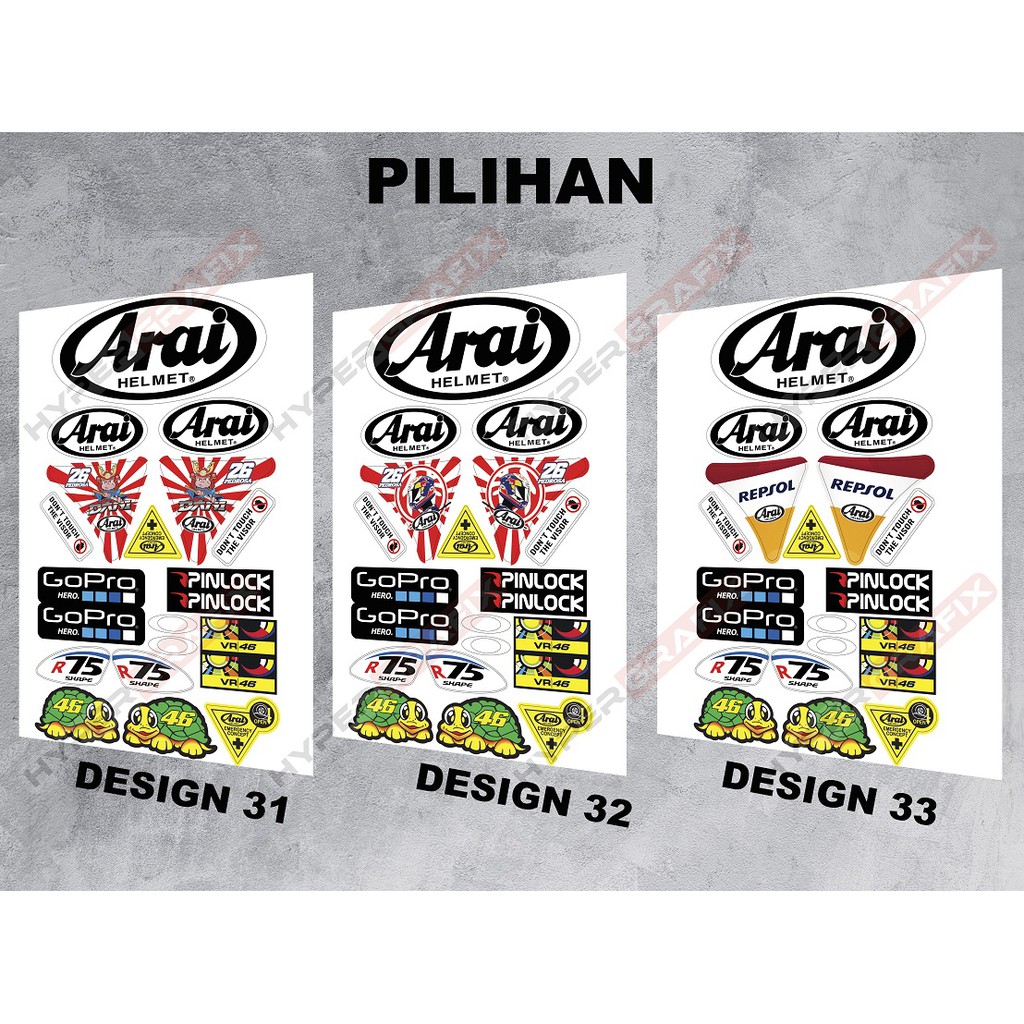 STICKER VISOR ARAI Design 31 - 33 (1 Set) | Shopee Malaysia