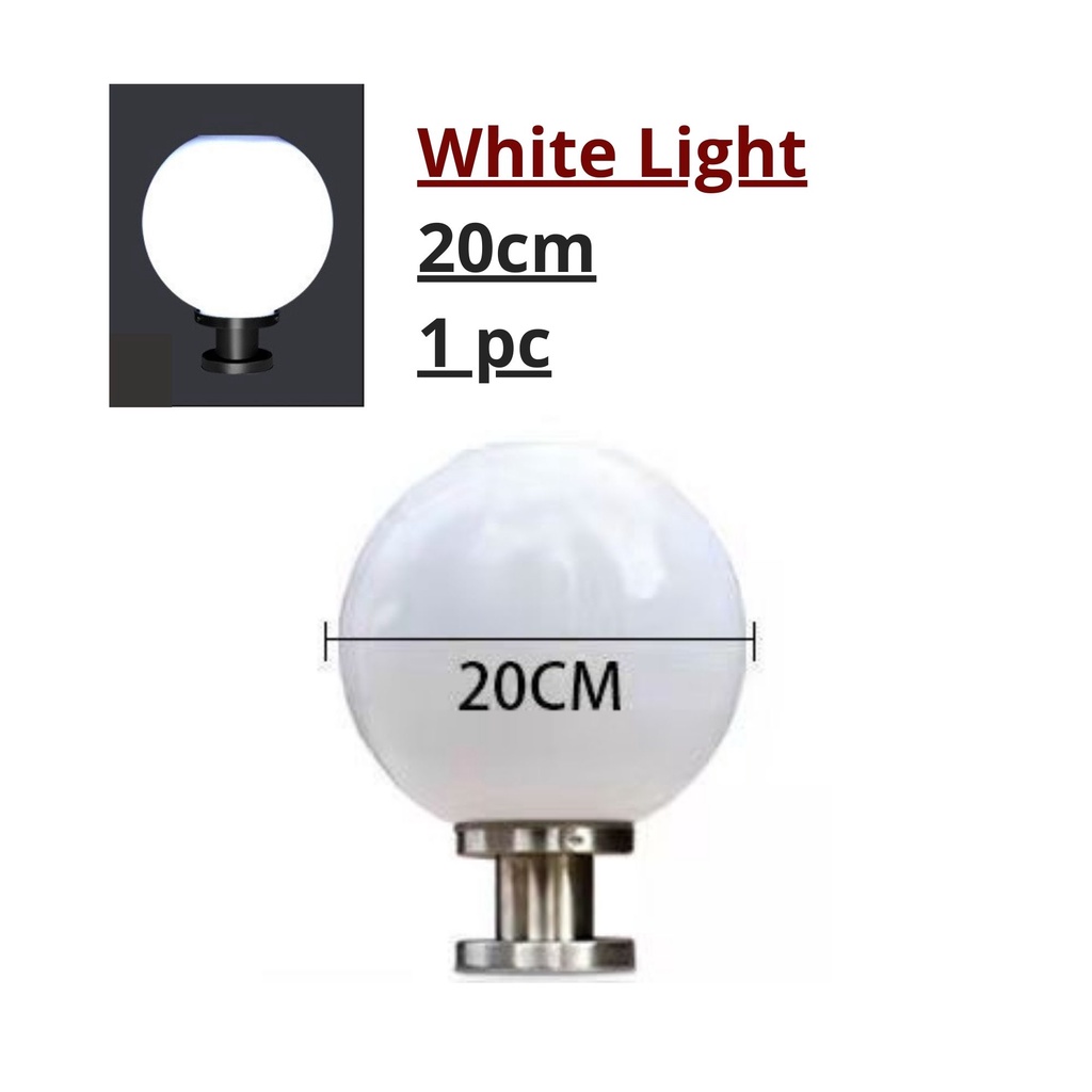 [Ready] Solar LED Round Post Lampu 20cm~25cm White | Warm Remote ...