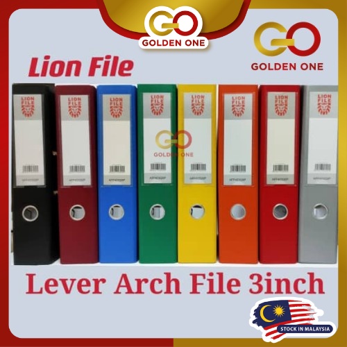 Lion Colour File Lever Arch File 3 Inch / 75mm File Folder Brilliant ...