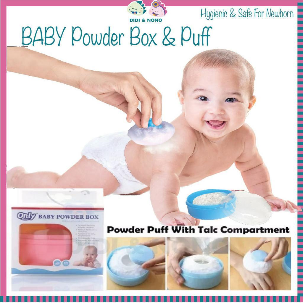 Infant Baby Powder Case Powder Puff With filling box bekas bedak bayi ...