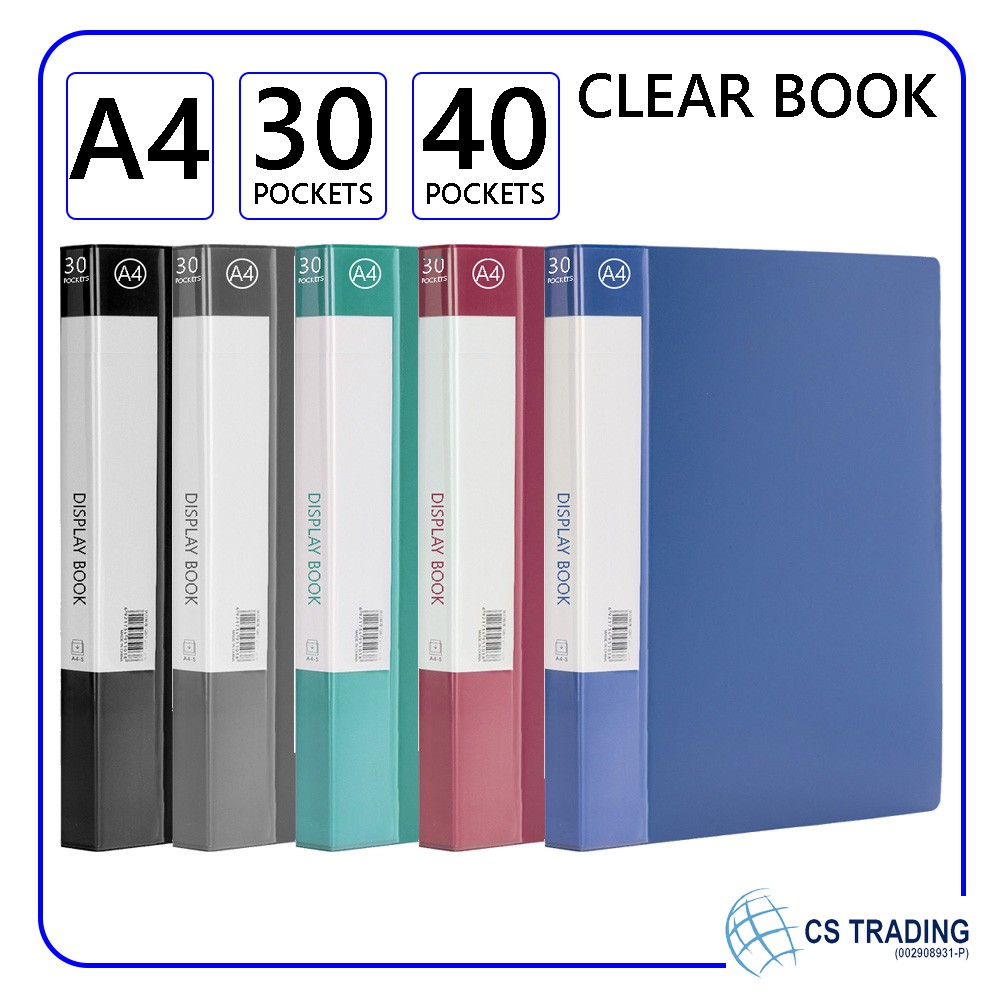 A4 30 Pocket / 40 Pocket Clear Book / Clear Holder / Display Book / Document File / Plastic File ...