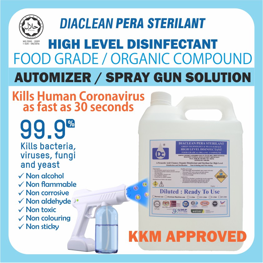 MDA, KKM, Diaclean Anti-Virus Organic High-Level Disinfectant Sanitizer ...