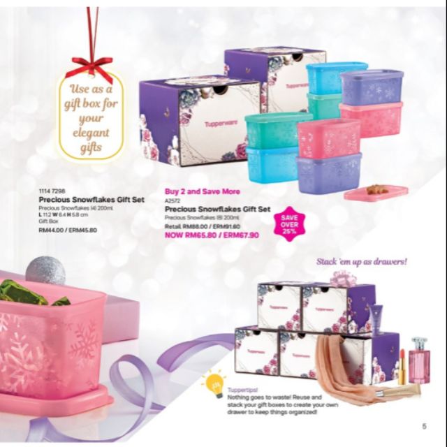 {ReadyStock}Tupperware Precious Snowflakes Gift Set 200ml 1set 4pcs ...