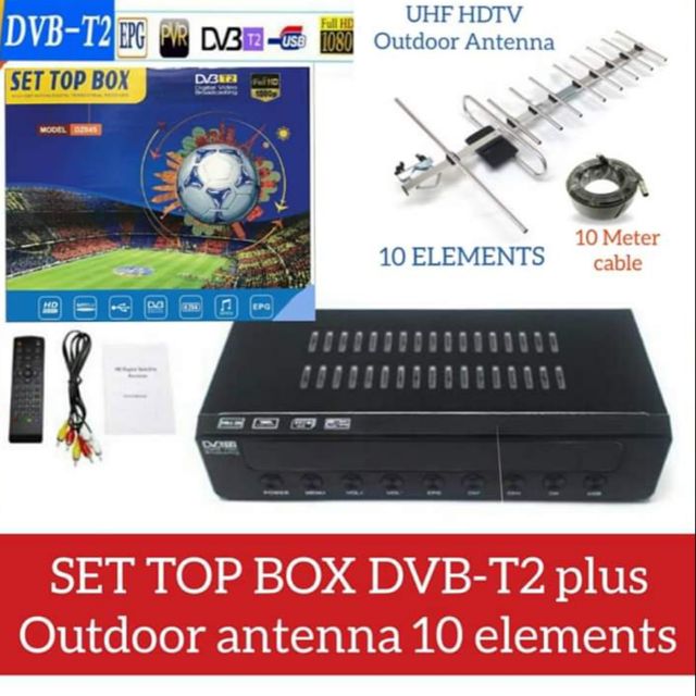 Complete Set Box TV (Box TV + Antenna Outdoor 10 elements + Cable 10m ...