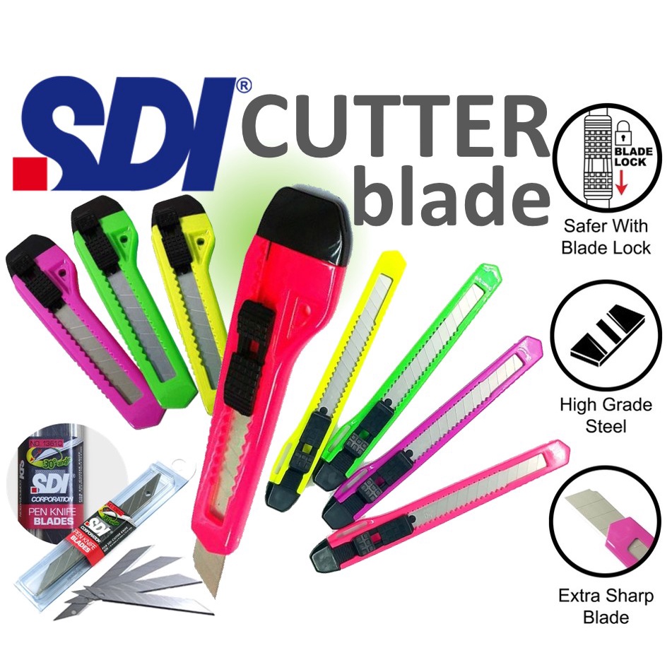 SDI Cutter Blade Knife Refill 0426A / 0411A /1404C /1403 / 1361C Student Knife Pisau Pemotong ...