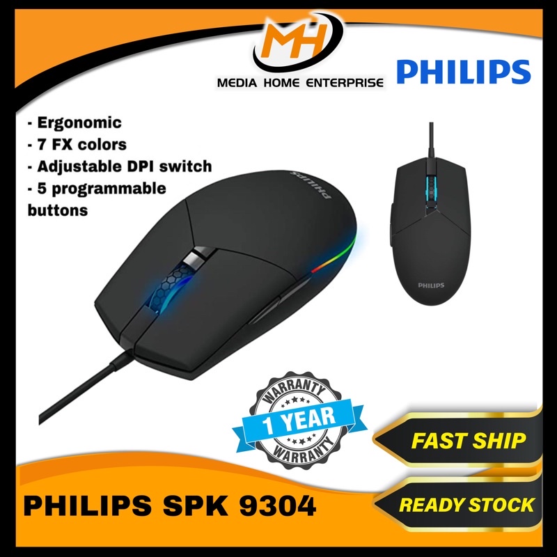 Philips Gaming Mouse SPK9304 - Optical Sensor, LED Light | Shopee Malaysia
