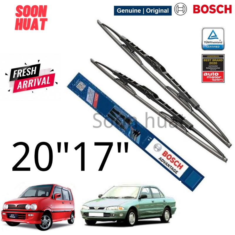 READY STOCK 💯ORIGINAL💯 Bosch Advantage Wiper Proton Wira, Perodua Kanali kenali Size 20 17 ...