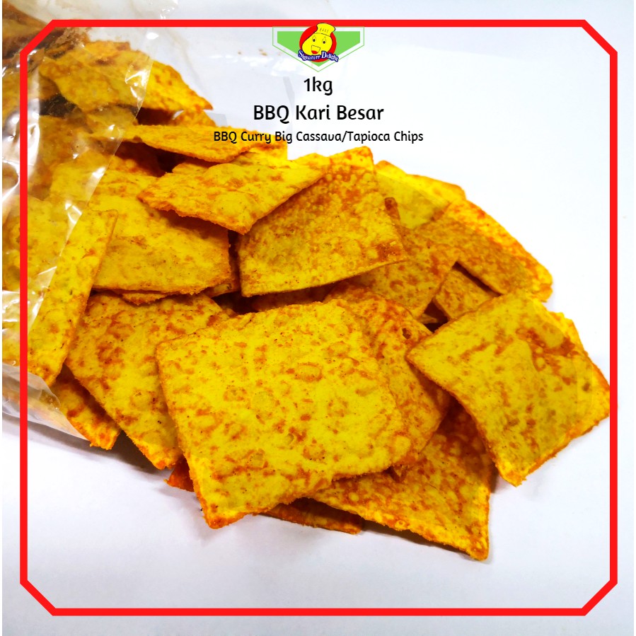 Kerepek Opak Ubi Kari Besar 1kg / Tapioca Chips Biscuit Curry (Big) 1kg ...
