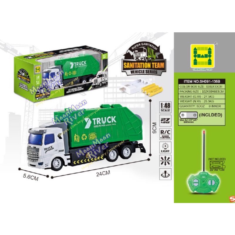 💥Ready Stock💥 1:48 REMOTE CONTROL SANITATION RUBBISH TRUCK Rubbish ...