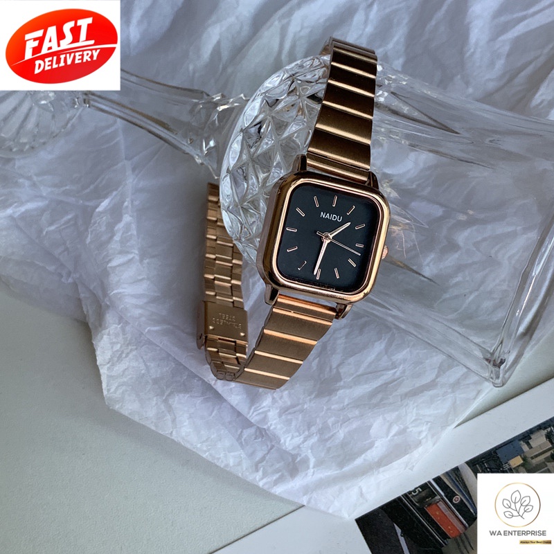 (READY STOCK) NAIDU Fashion Square Alloy Bracelet Track Watch Quartz ...