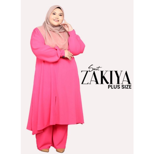 Suit Zakiya Plus Size HASNURI Labuh/Kasual/Minimal/Seluar Lurus/Fully ...