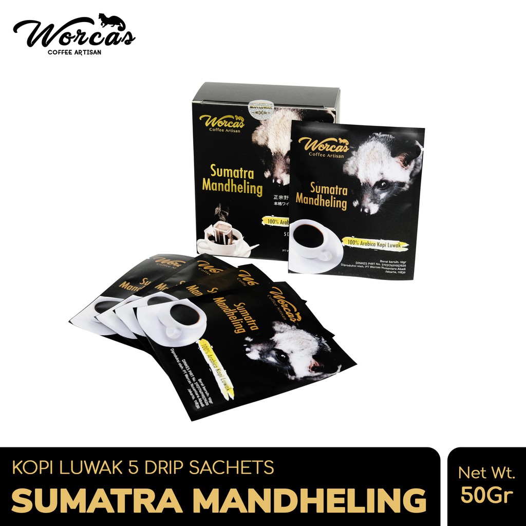 WORCAS Luwak Sumatra Mandheling Drip Coffee Sachets - Contents 5 ...