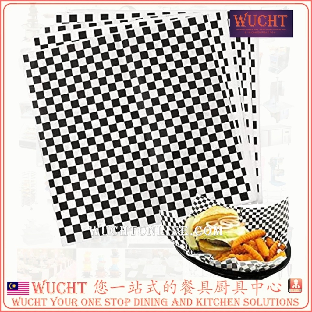 【WUCHT】50 Sheets Black White Checkered Jacquard Bread Sandwich Wrapping ...