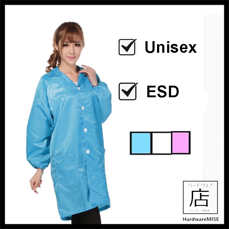 ESD Smock Cleanroom Anti Static Smock Lab Coat Blue White Pink Stripe Workwear Suit Uniform ...