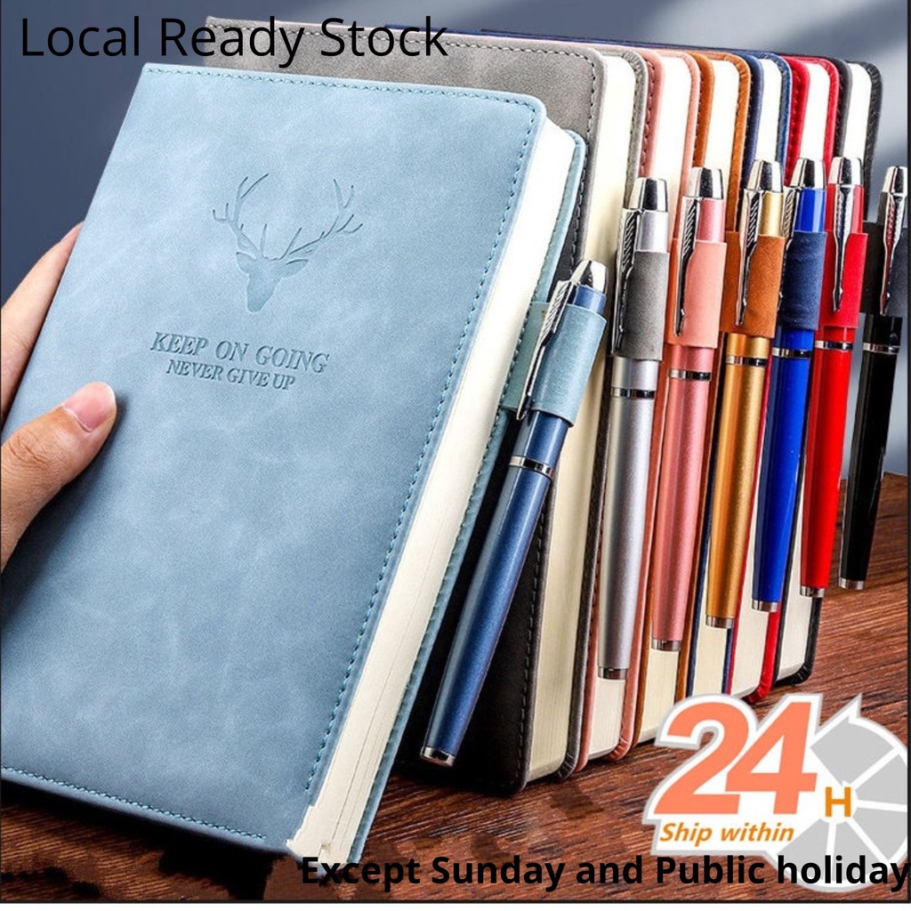 A5 notebook 360 Pages planner super thick Notepad soft leather simple ...