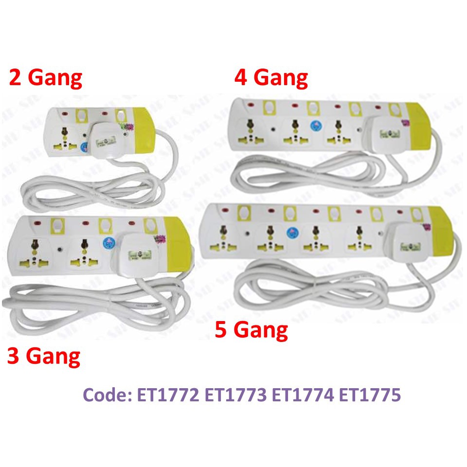 [sirim] Multi 2 Way 5 Way International Multi Universal Portable Extension Trailing Socket