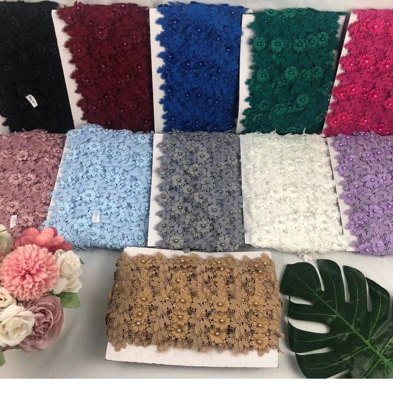 BORDER LACE BUNGA KECIL / LACE METER / RENDA BAJU / EMBROIDERY LACE ...