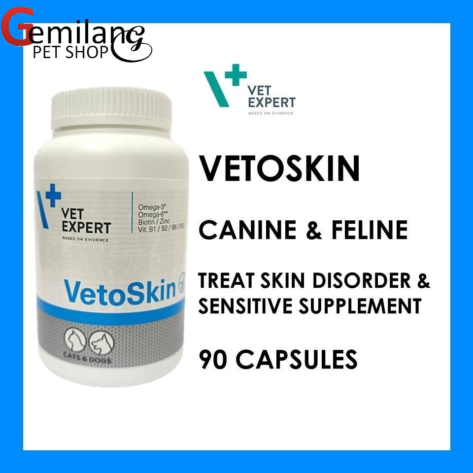 VetExpert VETOSKIN for Cats & Dogs 90 Capsules (Twist Off) (EXP: 03/ ...