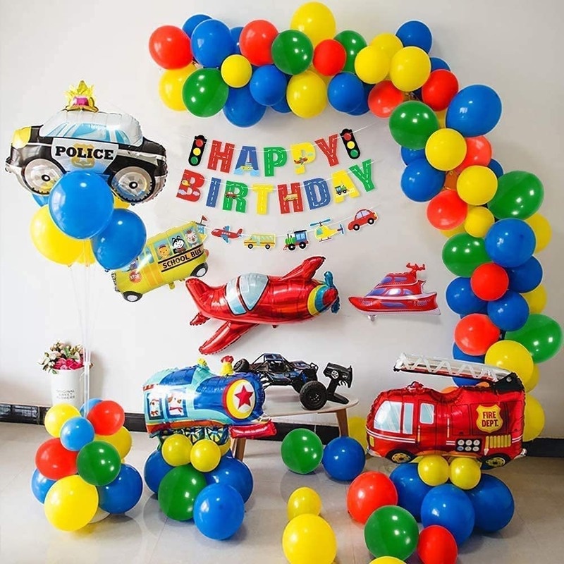 Car Themed Birthday Balloons Party Decorations Foil Balloons School Bus ...