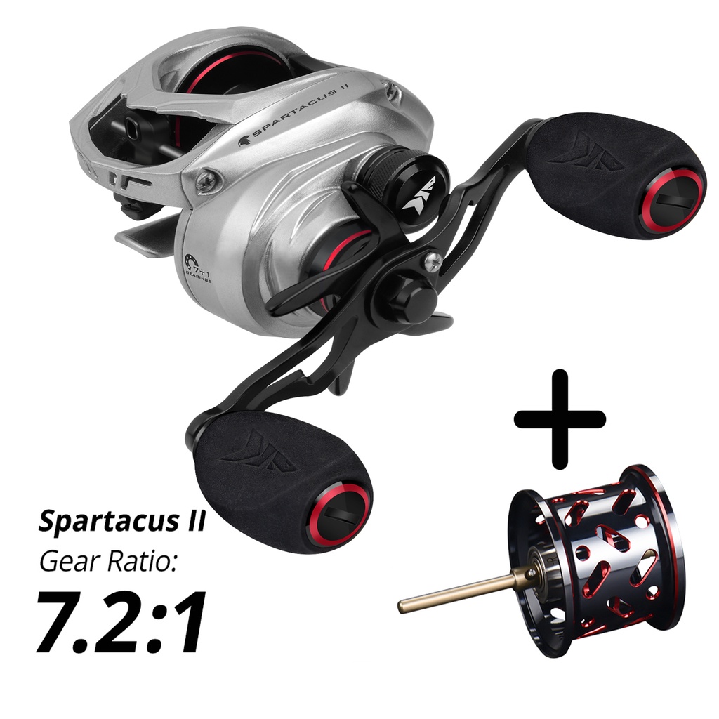 KastKing Spartacus II Ultra Smooth Baitcasting Reel 7+1 Ball Bearings 7.2:1 High Speed Gear ...