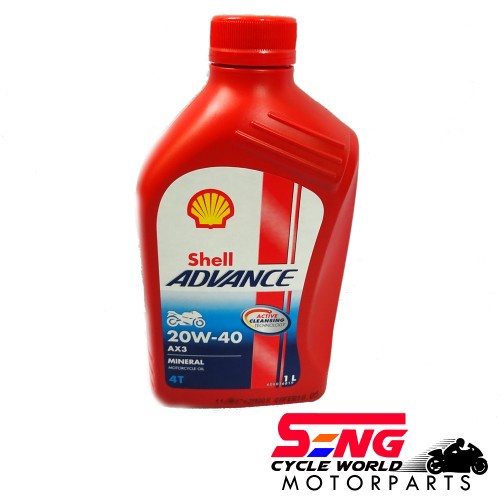 SHELL ADVANCE AX3 20W 40 ENGINE OIL (100% ORIGINAL) 1 LITER | Shopee ...