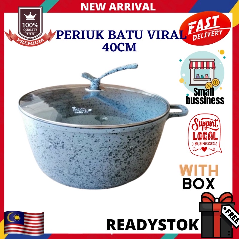 Periuk Batu 40cm / periuk kawah / Periuk Rendang 40cm / kuali batu ...