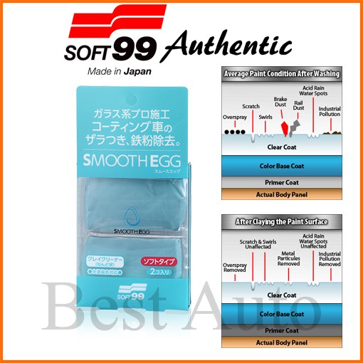 Soft99 Clay Bar SMOOTH EGG - 50gm x 2 ( High Quantity ClayBar Made In ...