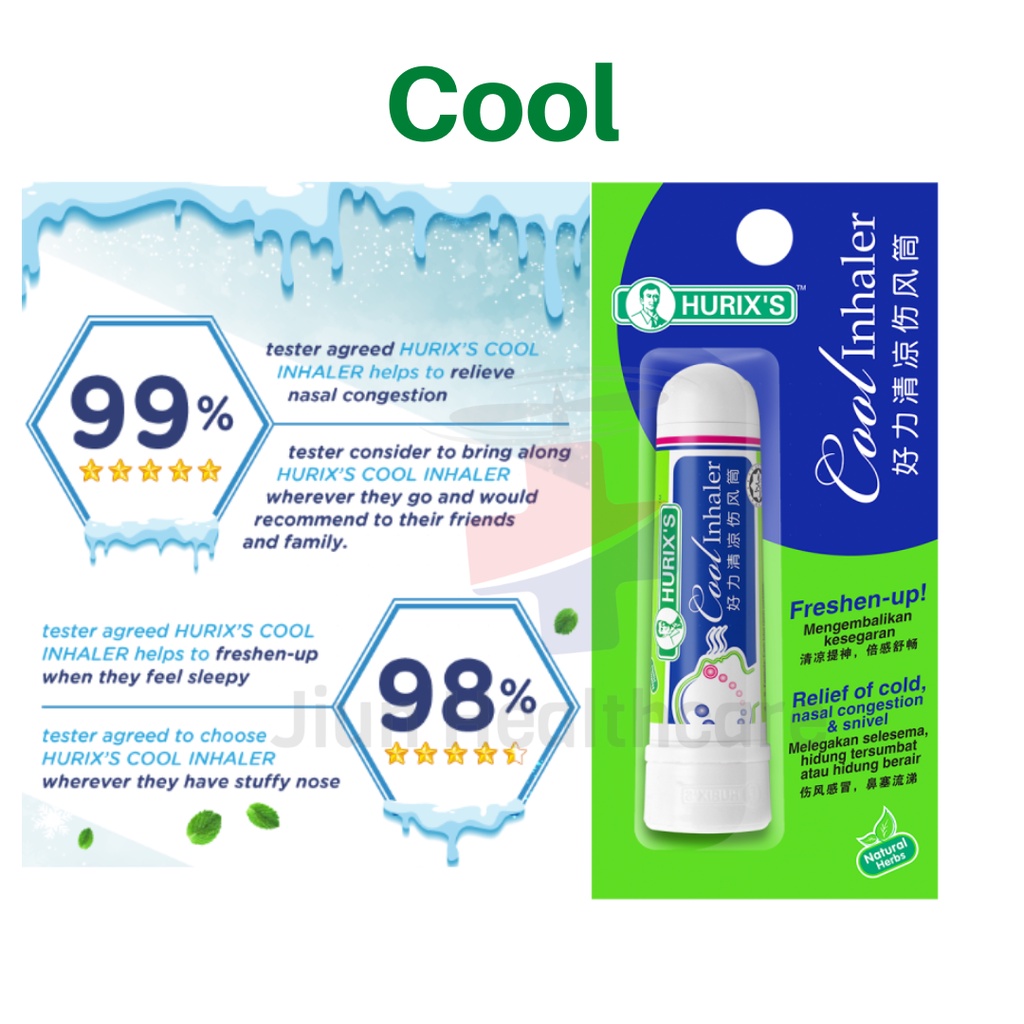 HURIX'S Cool Inhaler/ Coldaway Nasal Inhaler (2ml) Freshen up, Relieve ...