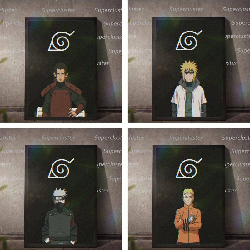 Naruto Shippuden Wall art Canvas Painting Seven Hokage Retro Style ...