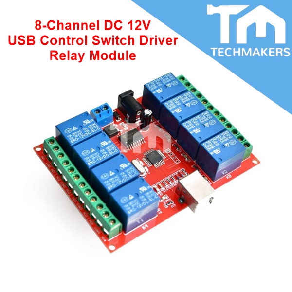 8-Channel Programmable DC 12V Relay Module Computer USB Control Switch ...