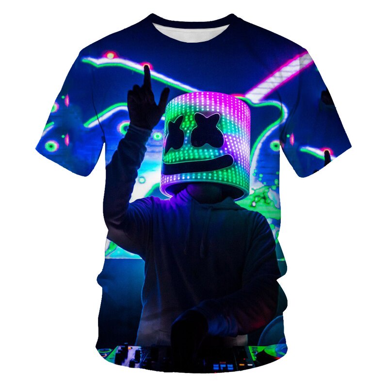 2022 spring summerRock men's 3DT-shirt Party Disco Dj Music Sound Activated Led T Shirt Light Up ...