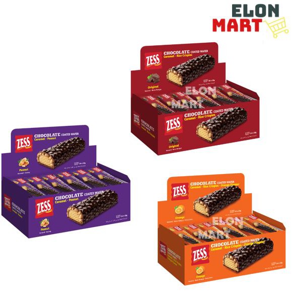 Zess Chocolate Coated Wafer 24packs x 22g Original / Peanut / Orange ...