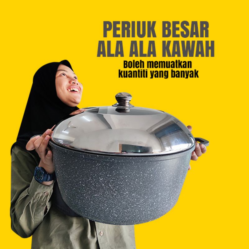 🇲🇾🔥[2pcs] ORIGINAL PERIUK KAWAH MODERN SUPER BESAR 40CM NON-STICK TIDAK ...