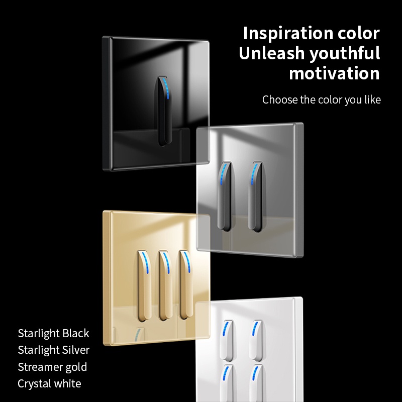 PSSRISE key switch socket 3D tempered glass led indicator button ...