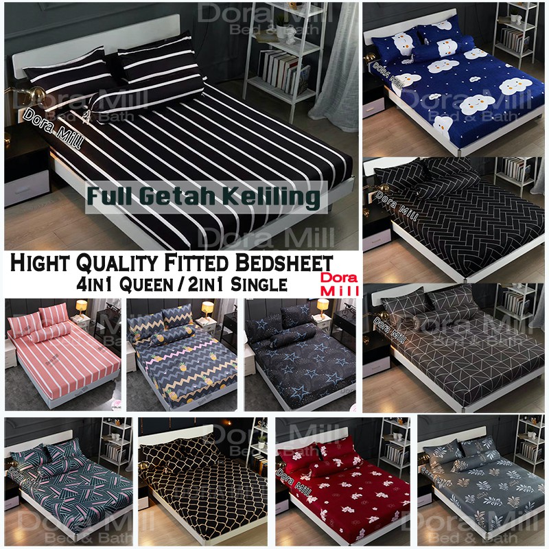 Premium Cotton 650 Threadcount 4in1 Queen / 2in1 Single Fitted Bedsheet ...