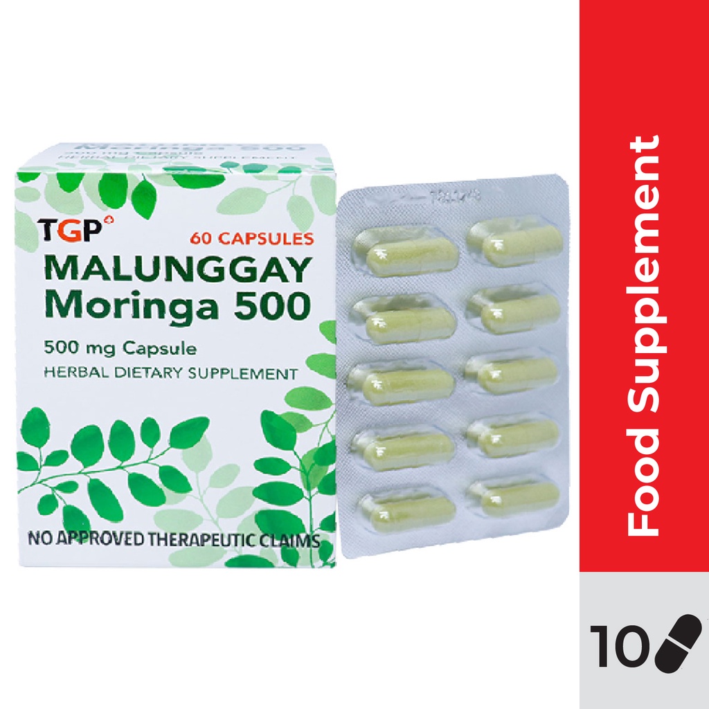 MORINGA TGP Malunggay 500mg Capsule 10 pcs/pack (protects cells from ...