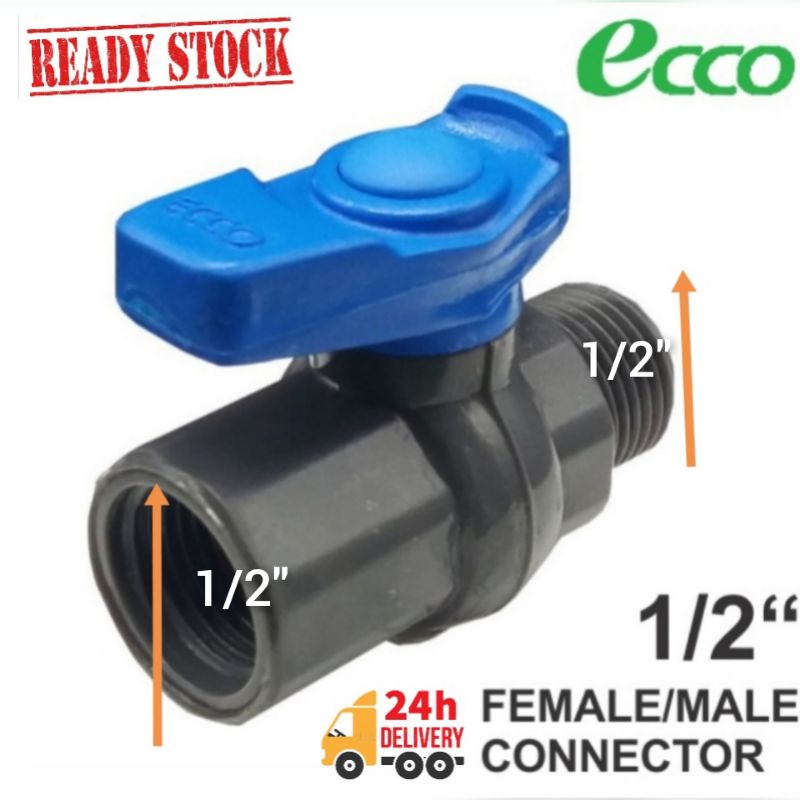 ECCO 1/2" Mini Ball Valve with Male/Female Connector | Shopee Malaysia