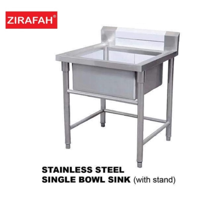Zirafah Stainless Steel Commercial Single Deep Bowl Sink Set Kitchen ...